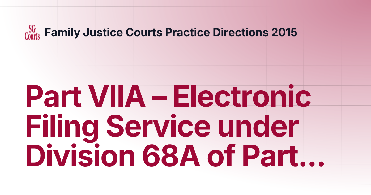 Part VIIA – Electronic Filing Service under Division 68A of Part 18 of ...